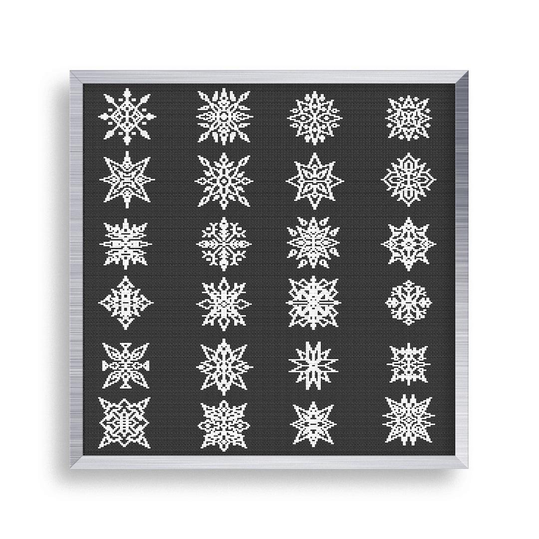 24 Tiny Cross Stitch Snowflakes, Mini Cross Stitch Ornaments , Small ...