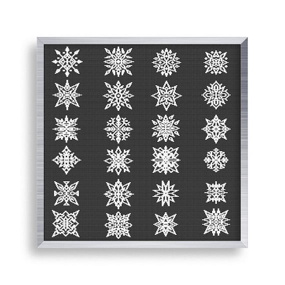 24 Tiny Cross Stitch Snowflakes Mini Cross Stitch Ornaments - Etsy