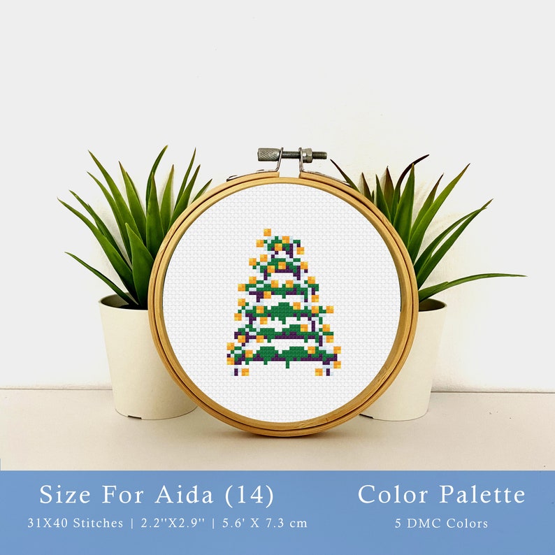 40 Tiny Cross Stitch Christmas Flower Pots , Mini Cross Stitch Plants ...