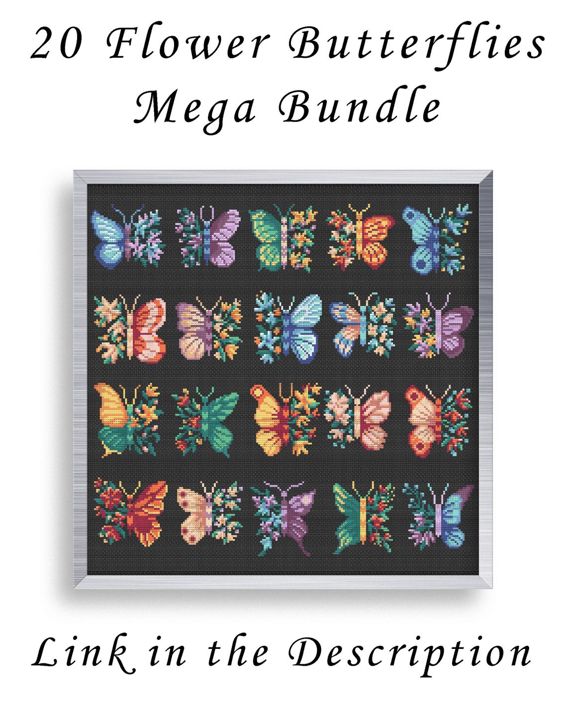 Tiny Cross Stitch Flower Butterfly Mini Cross Stitch Insect - Etsy