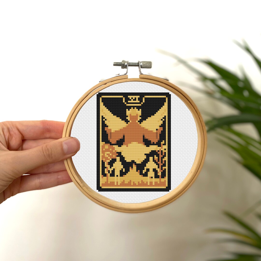 The Lovers Tiny Cross Stitch Tarot Card , Mini Golden Tarot Card Stitch ...