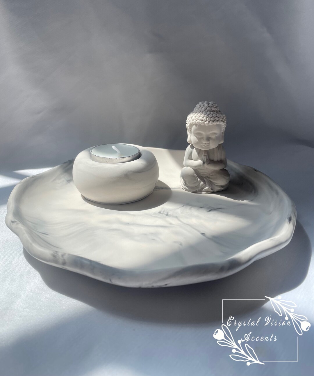 Buddha Decor | Buddha Statue | Marble Inspired | Tray | Meditation ...