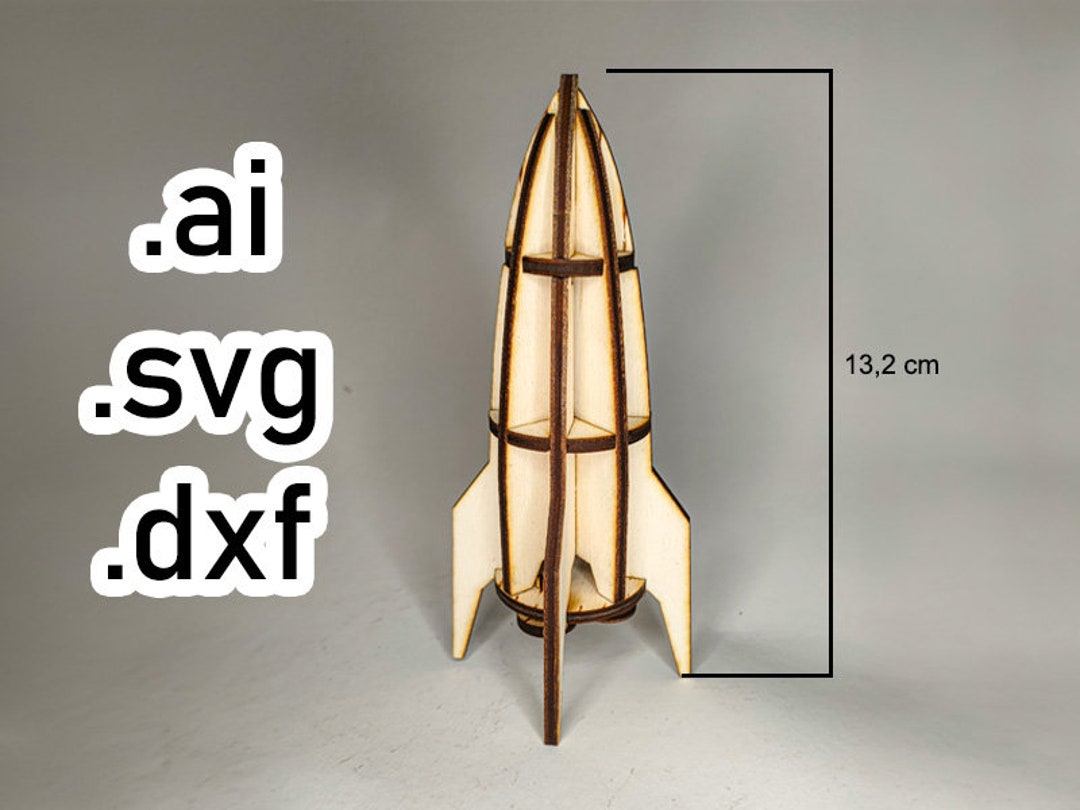 Simple Toy Rocket Model for Laser Cut, Ai Svg Dxf File, DIY 3D Vector ...