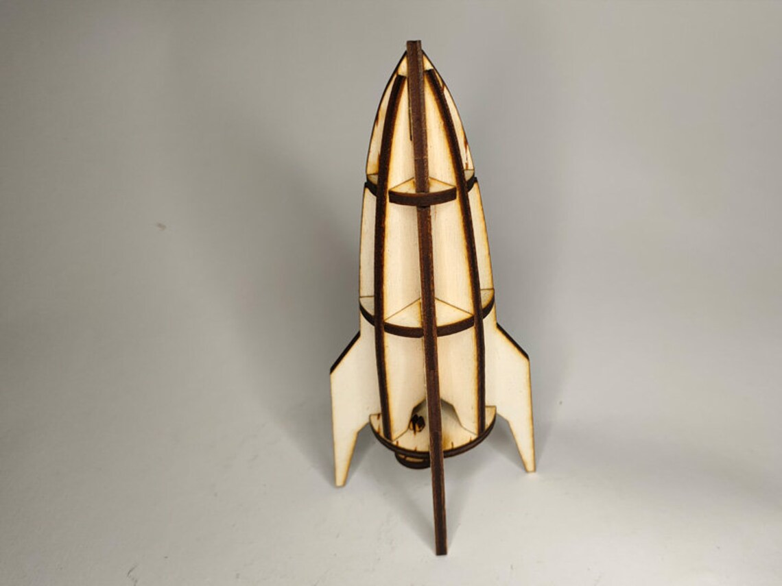 Simple Toy Rocket Model for Laser Cut, Ai Svg Dxf File, DIY 3D Vector ...