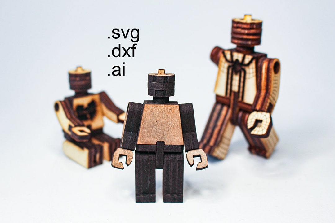 Wooden Mini Figure Toy DIY Laser Cut, Svg Dxf Ai File, Instant Download ...