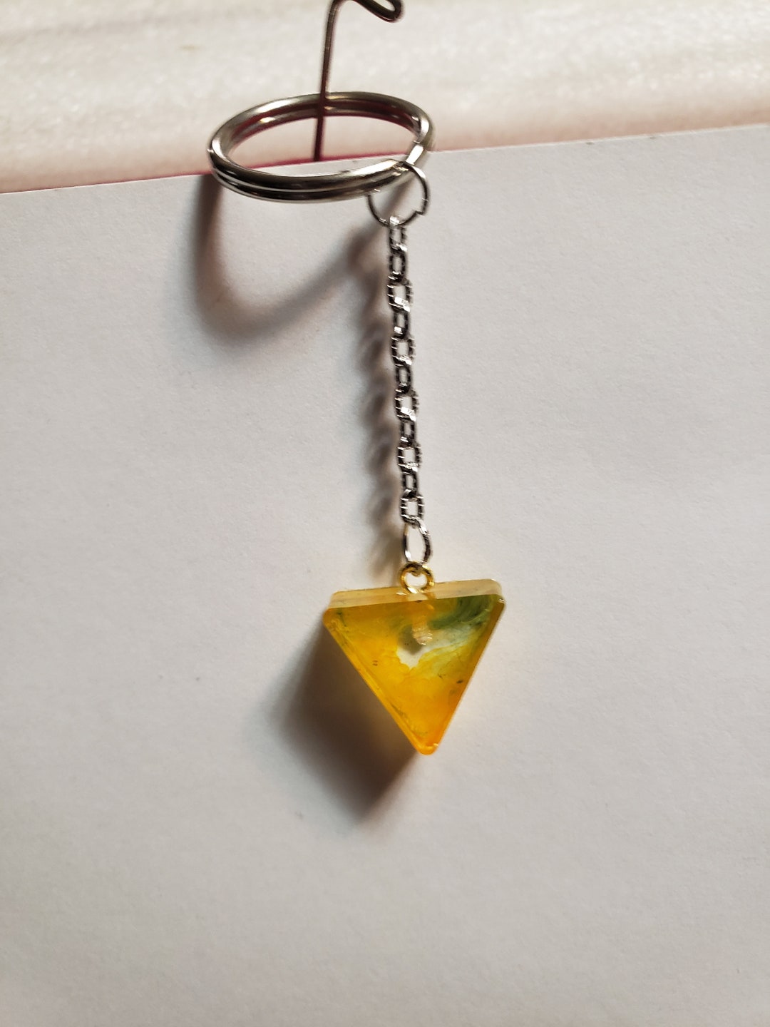 Handmade Yellow Resin Keychain, Triangle Charm - Etsy