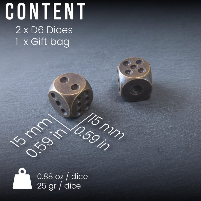 Premium D6 Pair Dice Set– Solid Brass Dice Set - Etsy