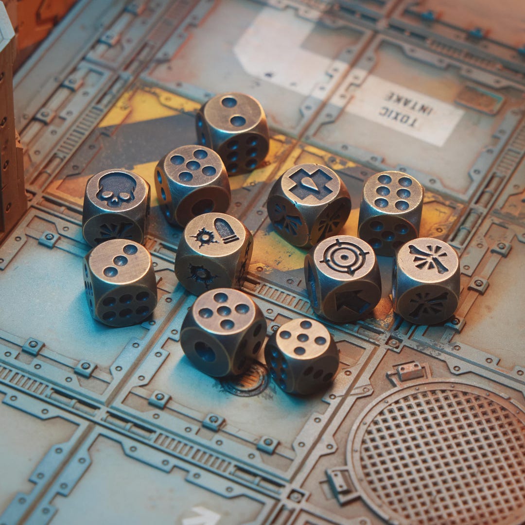 Necromunda Brass Gang Dice Set: Handcrafted Solid Brass, 11-piece - Etsy