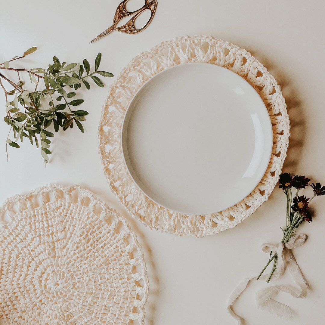 Crochet Pattern: Underplates in Raffia for Holiday Boho Table Decor ...