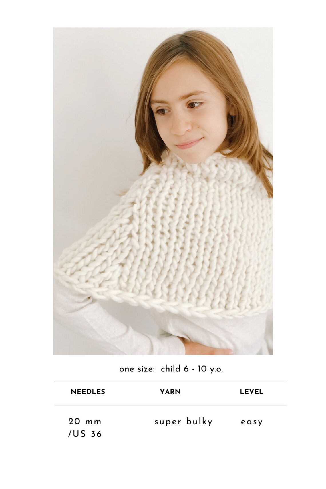 Knitting Pattern: Chunky Child Capelet, Knit Snood Pattern, Easy ...