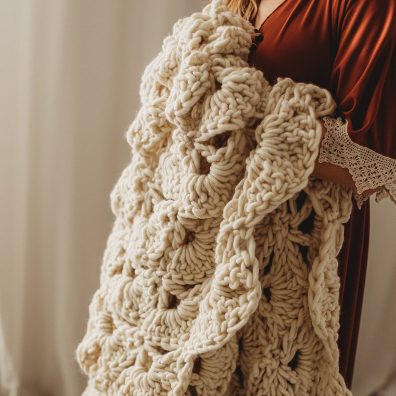 Crochet Pattern: Super Bulky Lacy Blanket Emmy, Crochet Blanket Pattern ...