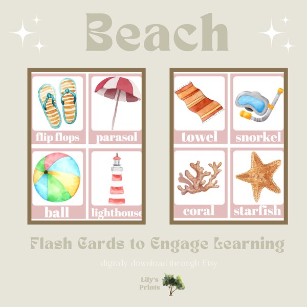 Beach Flash Cards - Etsy