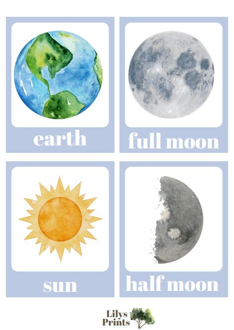 Space and Planets Flash Cards Education Learning Digital - Etsy