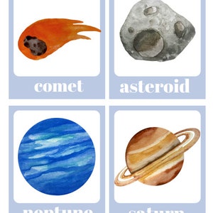 Space and Planets Flash Cards Education Learning Digital - Etsy