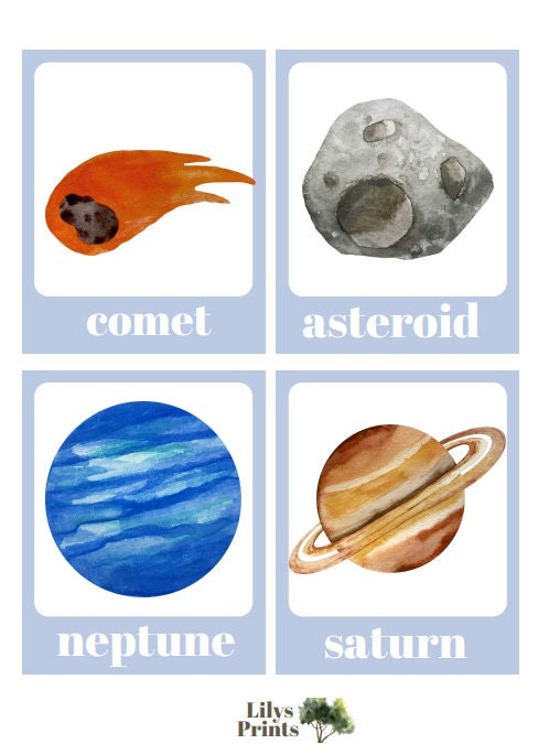 Space and Planets Flash Cards Education Learning Digital - Etsy