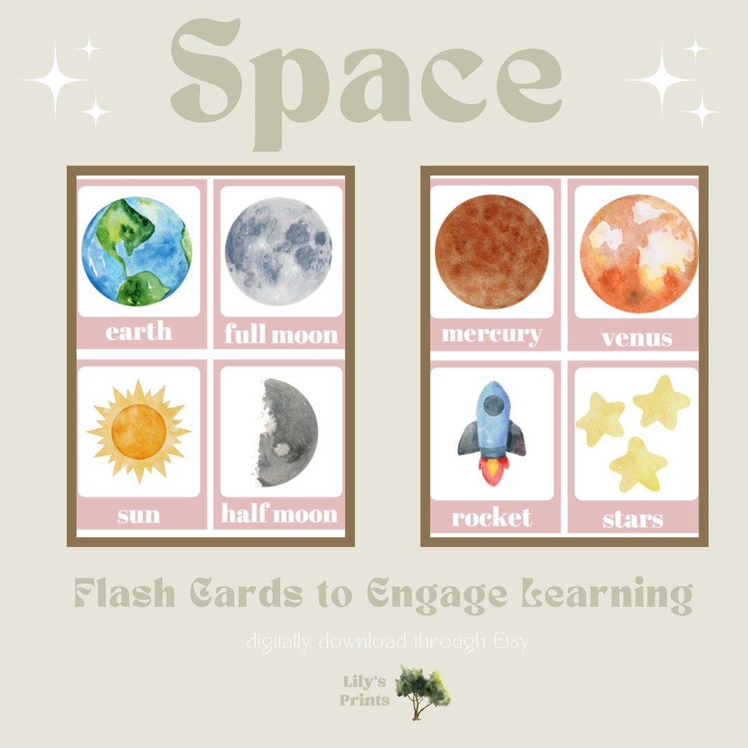 Space and Planets Flash Cards Education Learning Digital - Etsy