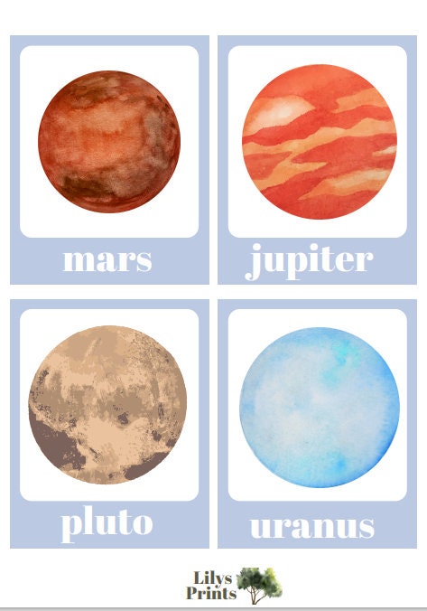 Space and Planets Flash Cards Education Learning Digital - Etsy