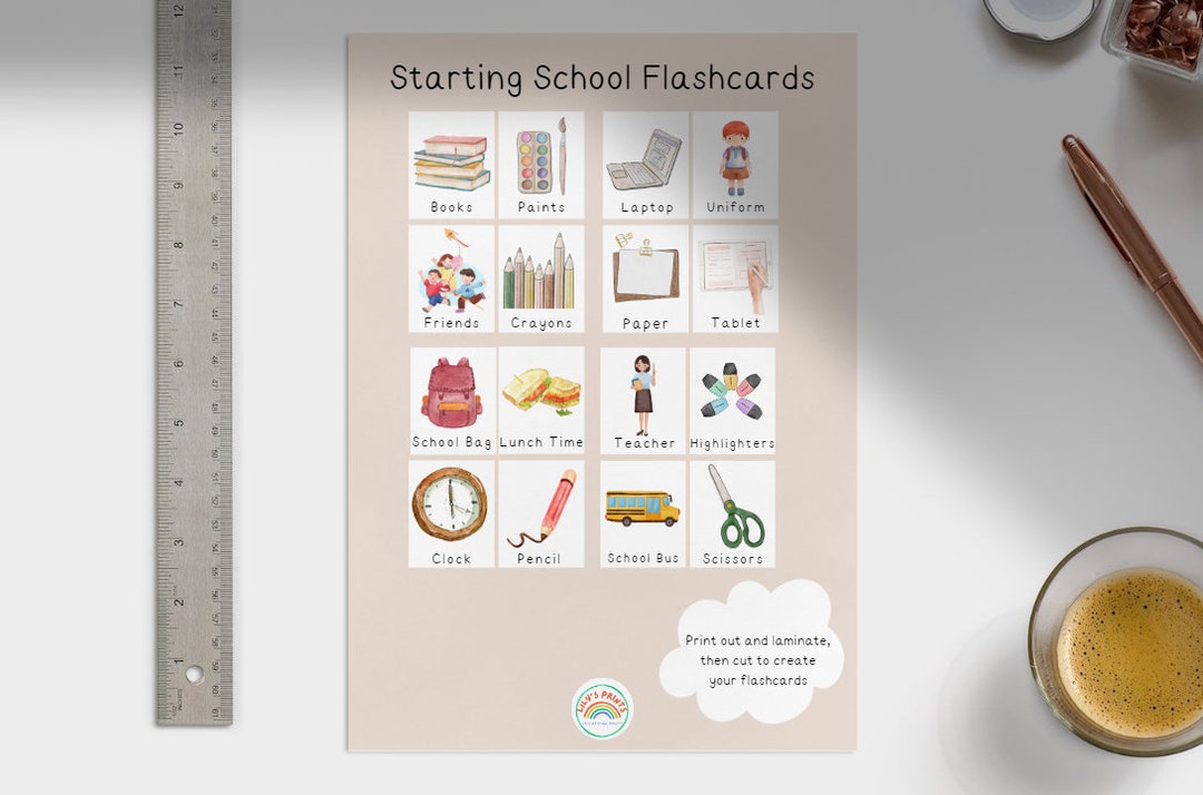 Starting School Flash Cards, Montessori Flash Cards, Pre-school Cards ...