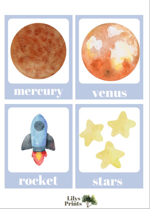 Space and Planets Flash Cards Education Learning Digital - Etsy