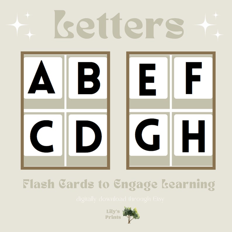 Letter Flash Cards 26 Flash Cards Education Learning Digital Download ...
