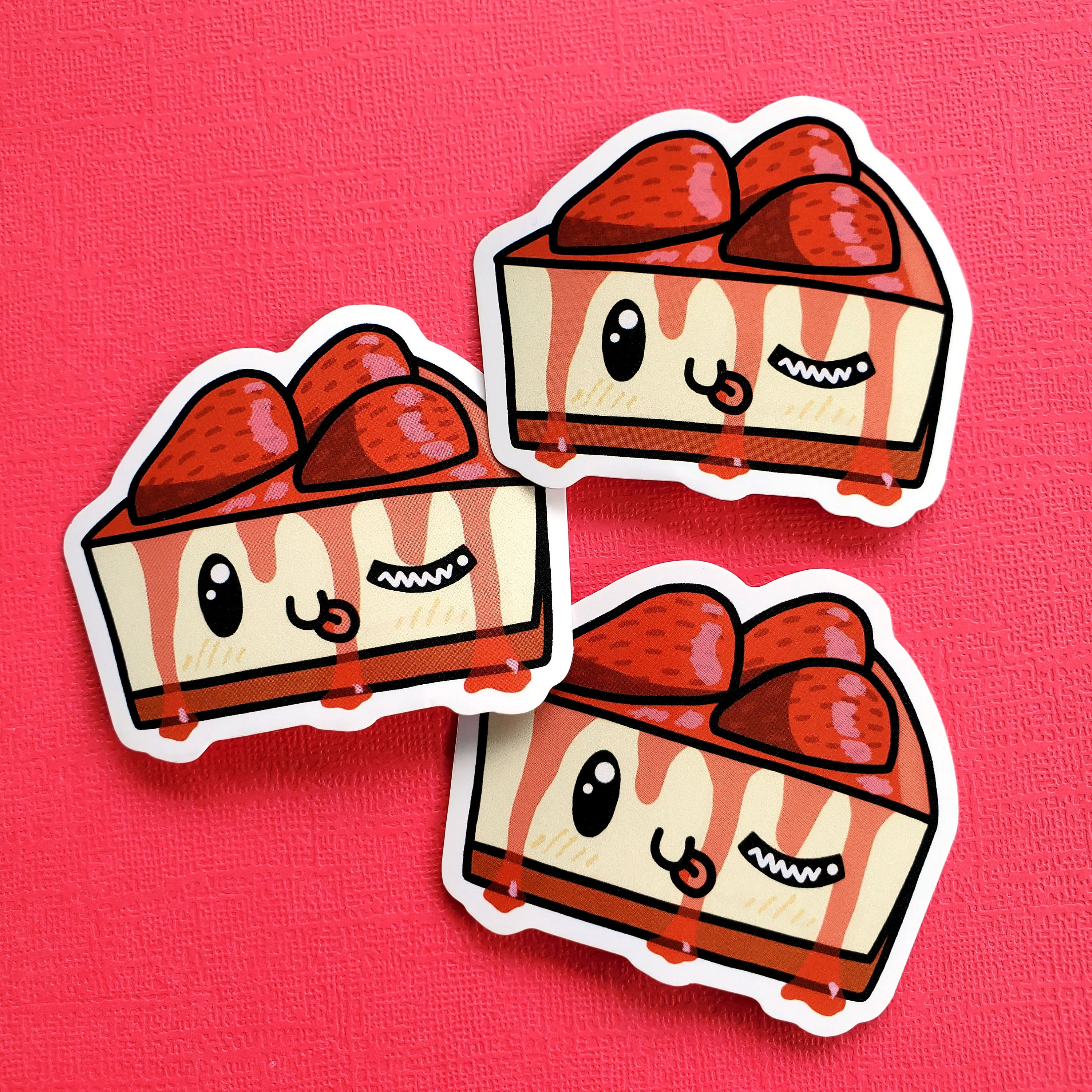 Strawberry Cheesecake Sticker, Cake Slice Sticker, Dessert Gift for Her ...