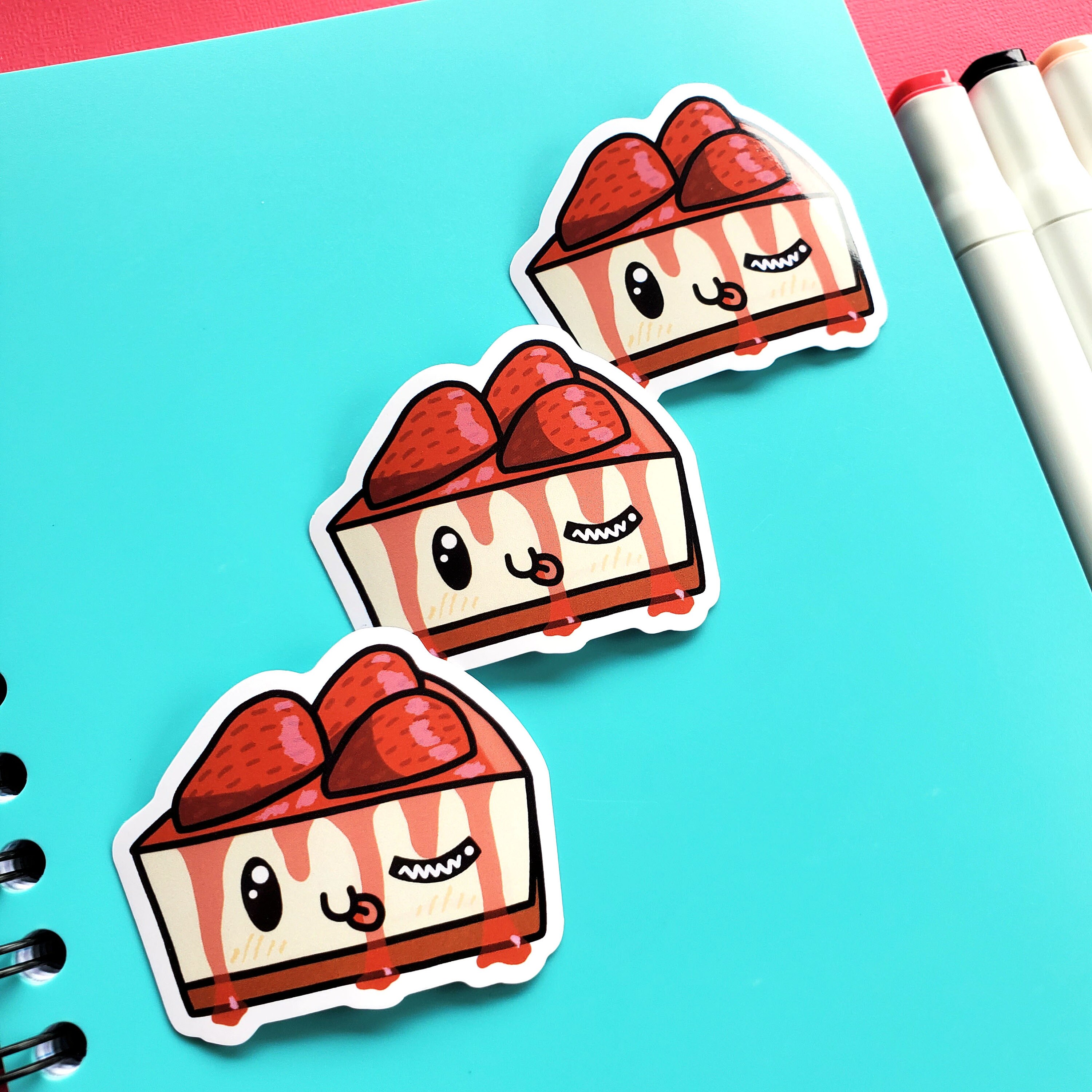 Strawberry Cheesecake Sticker, Cake Slice Sticker, Dessert Gift for Her ...