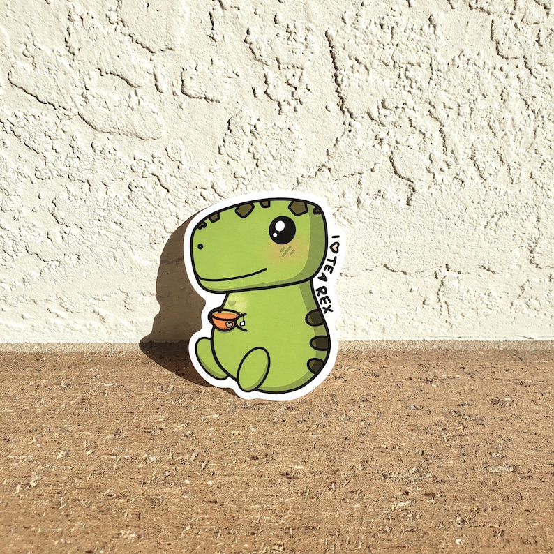 Tea Rex Sticker for Laptop Aesthetic Dinosaur Sticker for Tea - Etsy