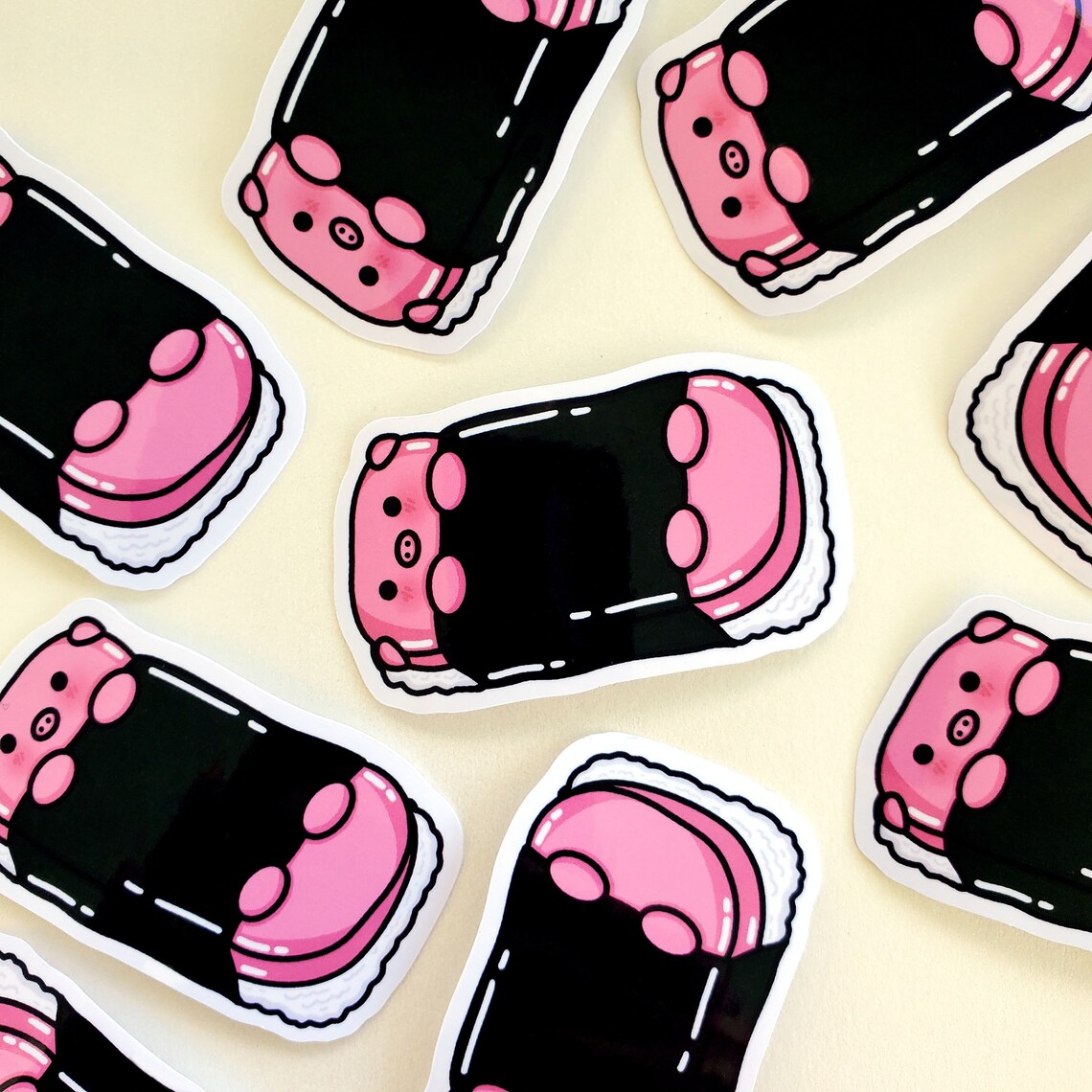 Musubi Sticker Hawaiian Food Sticker Kawaii Sushi Cute Pig - Etsy