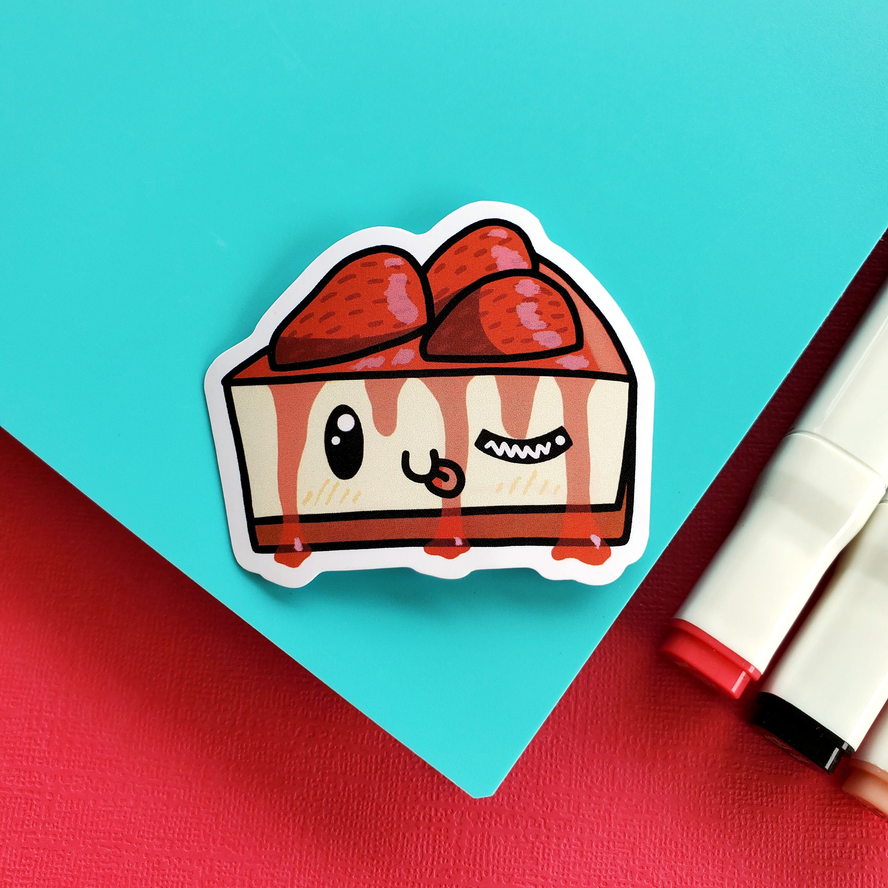 Strawberry Cheesecake Sticker, Cake Slice Sticker, Dessert Gift for Her ...