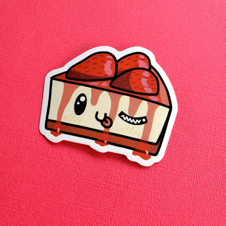 Strawberry Cheesecake Sticker, Cake Slice Sticker, Dessert Gift for Her ...
