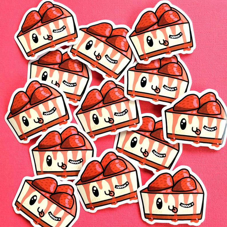 Strawberry Cheesecake Sticker, Cake Slice Sticker, Dessert Gift for Her ...