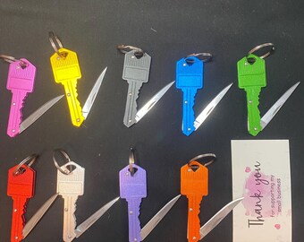 Key Shape Mini Pocket Knife Keychain Pendant Camping Hiking Folding ...