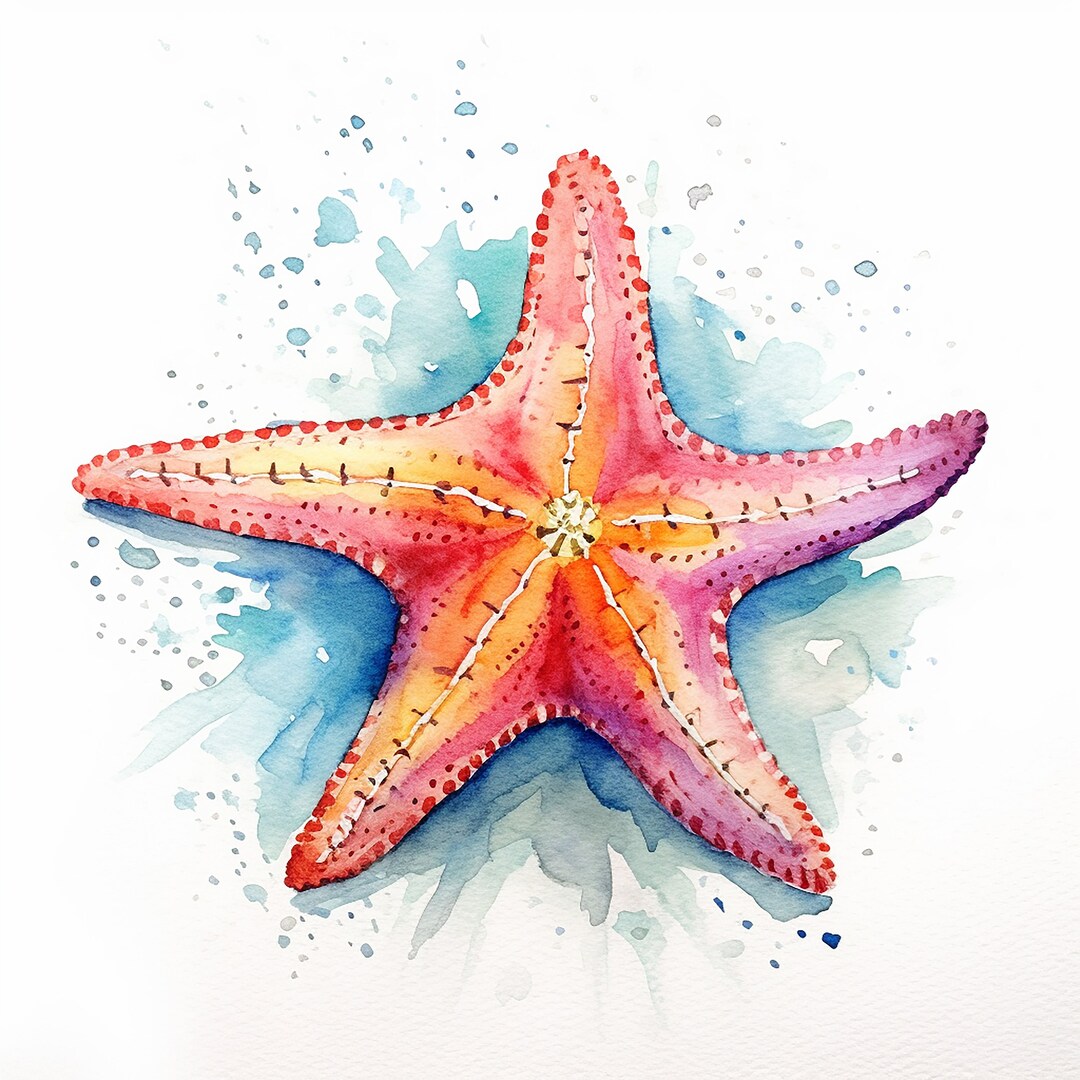 Starfish Watercolor Painting Printable Wall Art Digital Download - Etsy