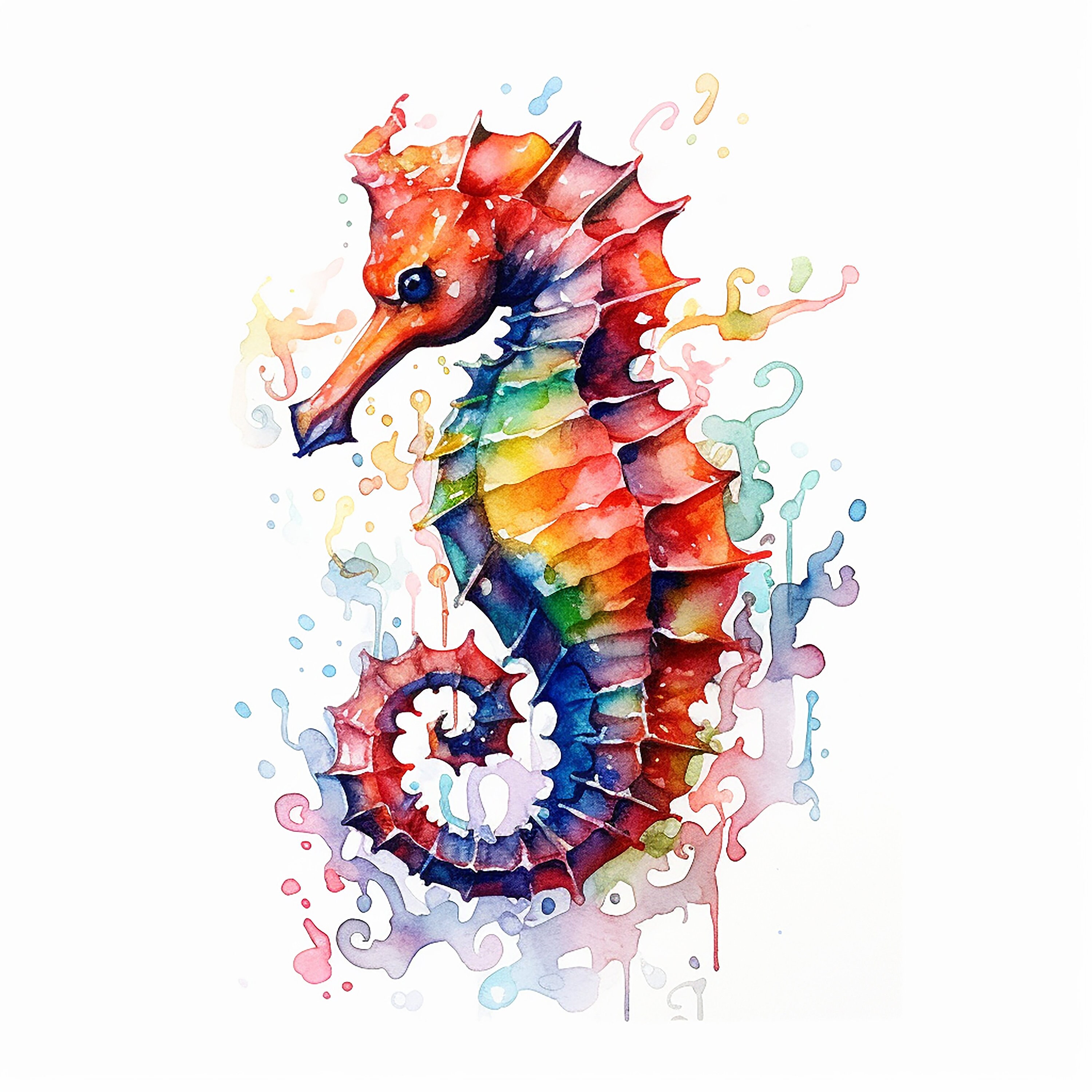 Seahorse Watercolor Painting | Printable Wall Art | Digital Download - Etsy