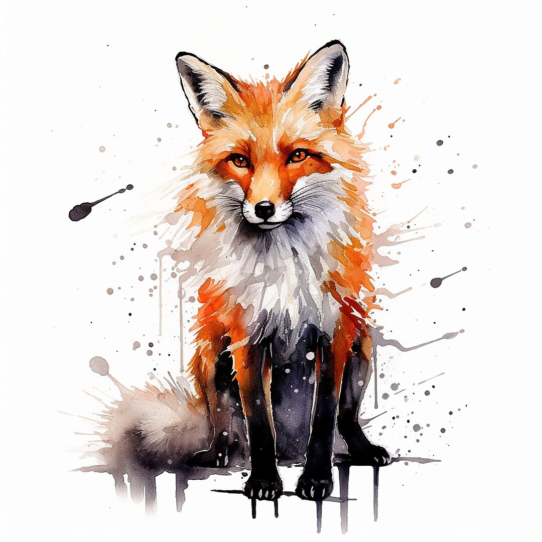 Fox Watercolor Painting Printable Wall Art Digital Download - Etsy