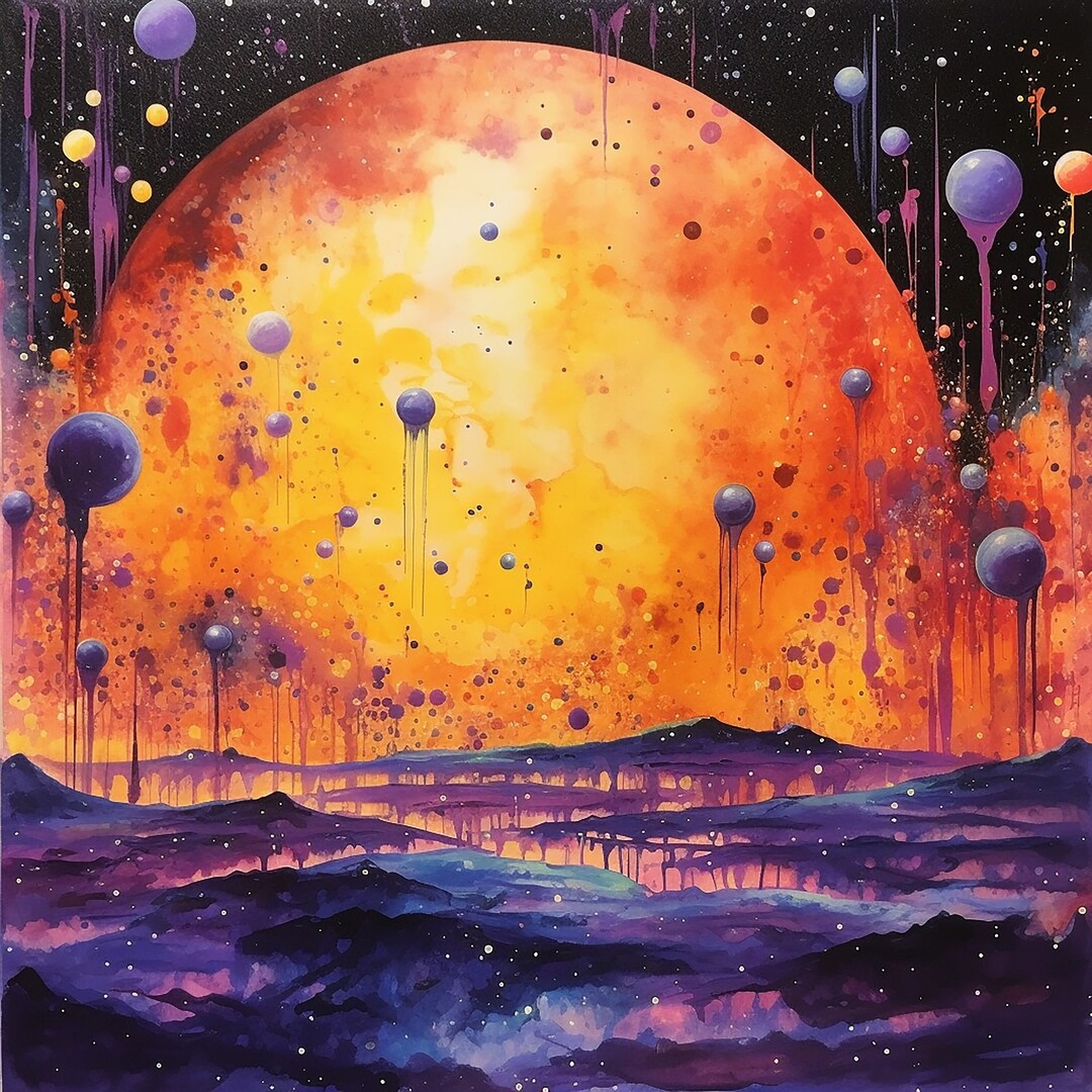 Unusual Wonder Watercolor Painting Space Landscape Painting Printable ...