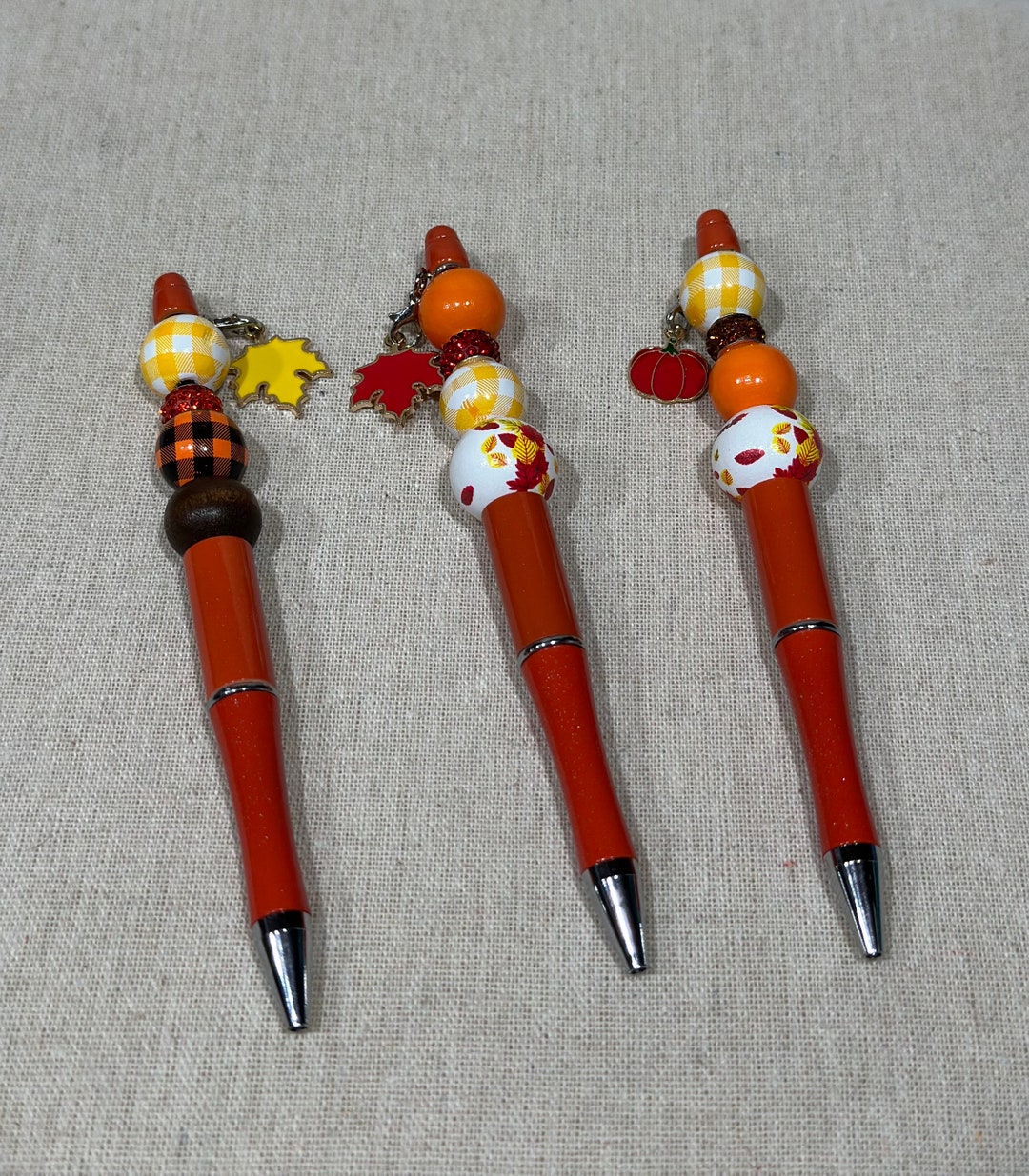 Fall Themed Beaded Pens Pumpkins Leaves Fall Silicone - Etsy
