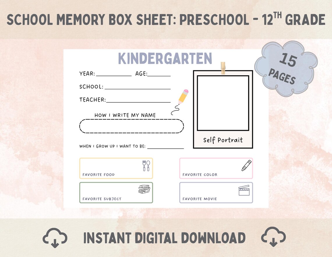 SCHOOL MEMORY BOX File Folder Cover | Kids Interview | School Years ...