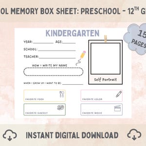 SCHOOL MEMORY BOX File Folder Cover | Kids Interview | School Years ...