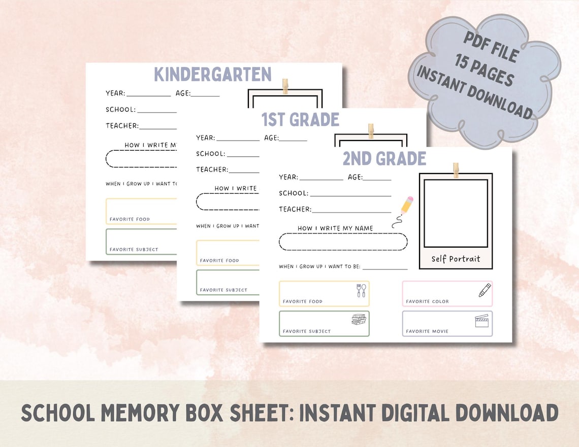 SCHOOL MEMORY BOX File Folder Cover | Kids Interview | School Years ...