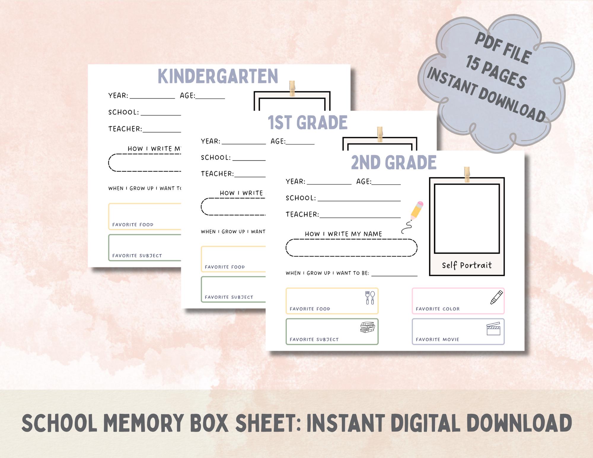SCHOOL MEMORY BOX File Folder Cover | Kids Interview | School Years ...