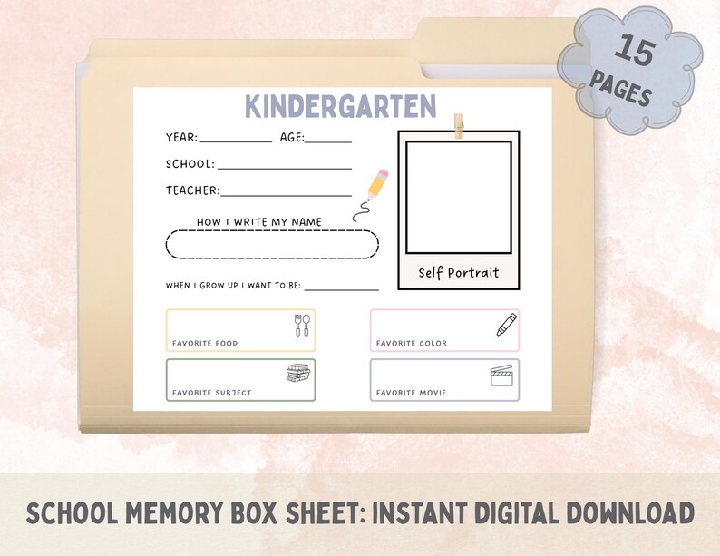 SCHOOL MEMORY BOX File Folder Cover | Kids Interview | School Years ...