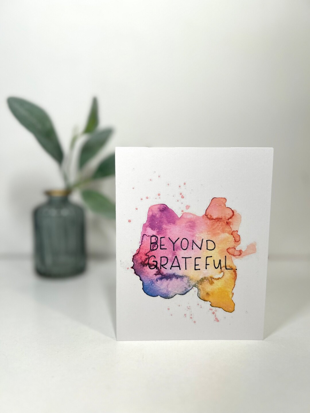 Thank You Card - Beyond Grateful - Original Watercolor Blank Card - Etsy