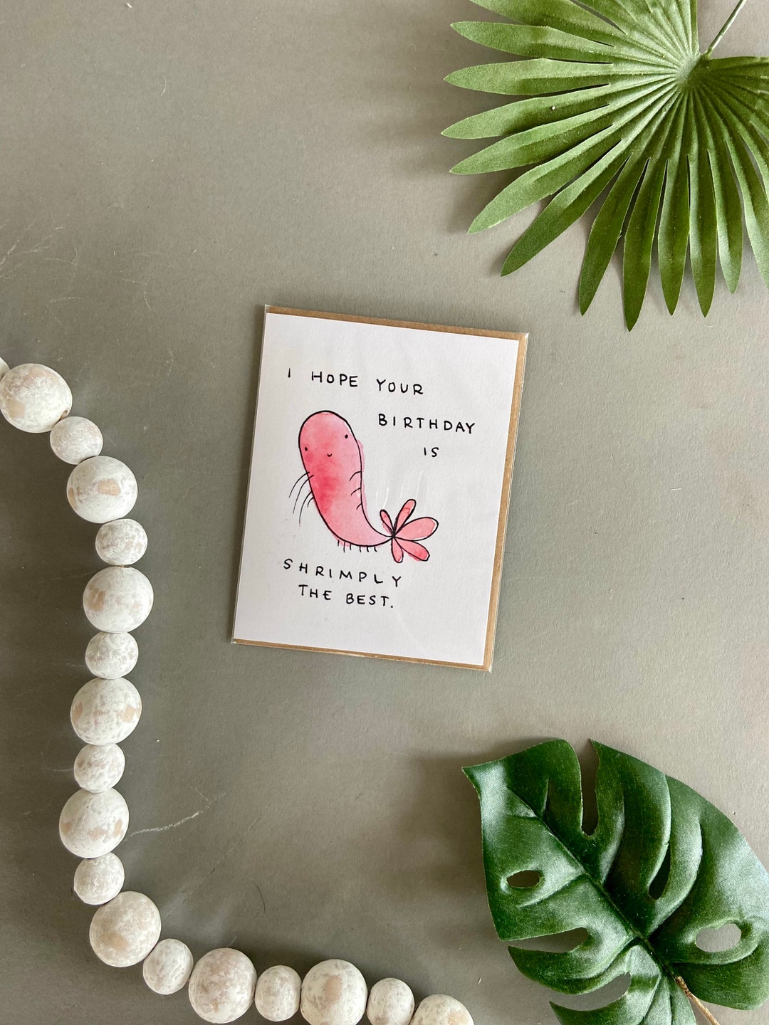Birthday Pun - Shrimp Birthday - Original Watercolor Blank Card - Etsy
