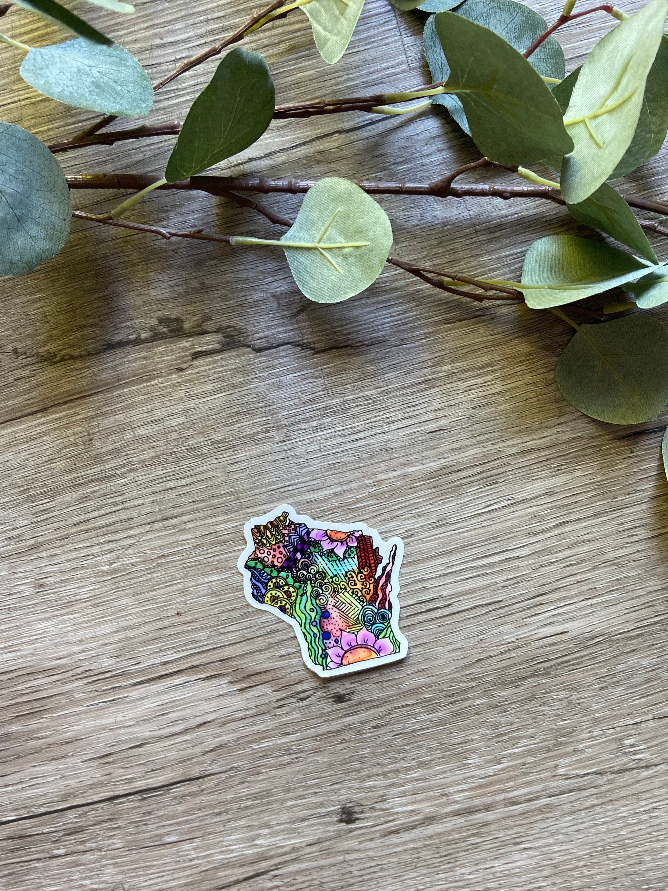 Wisconsin Zentangle Clear Decal Sticker, Mini Vinyl Sticker, Aesthetic ...