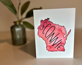 Sconnie Series Cheesy Wisconsin Original Watercolor Blank Card - Etsy