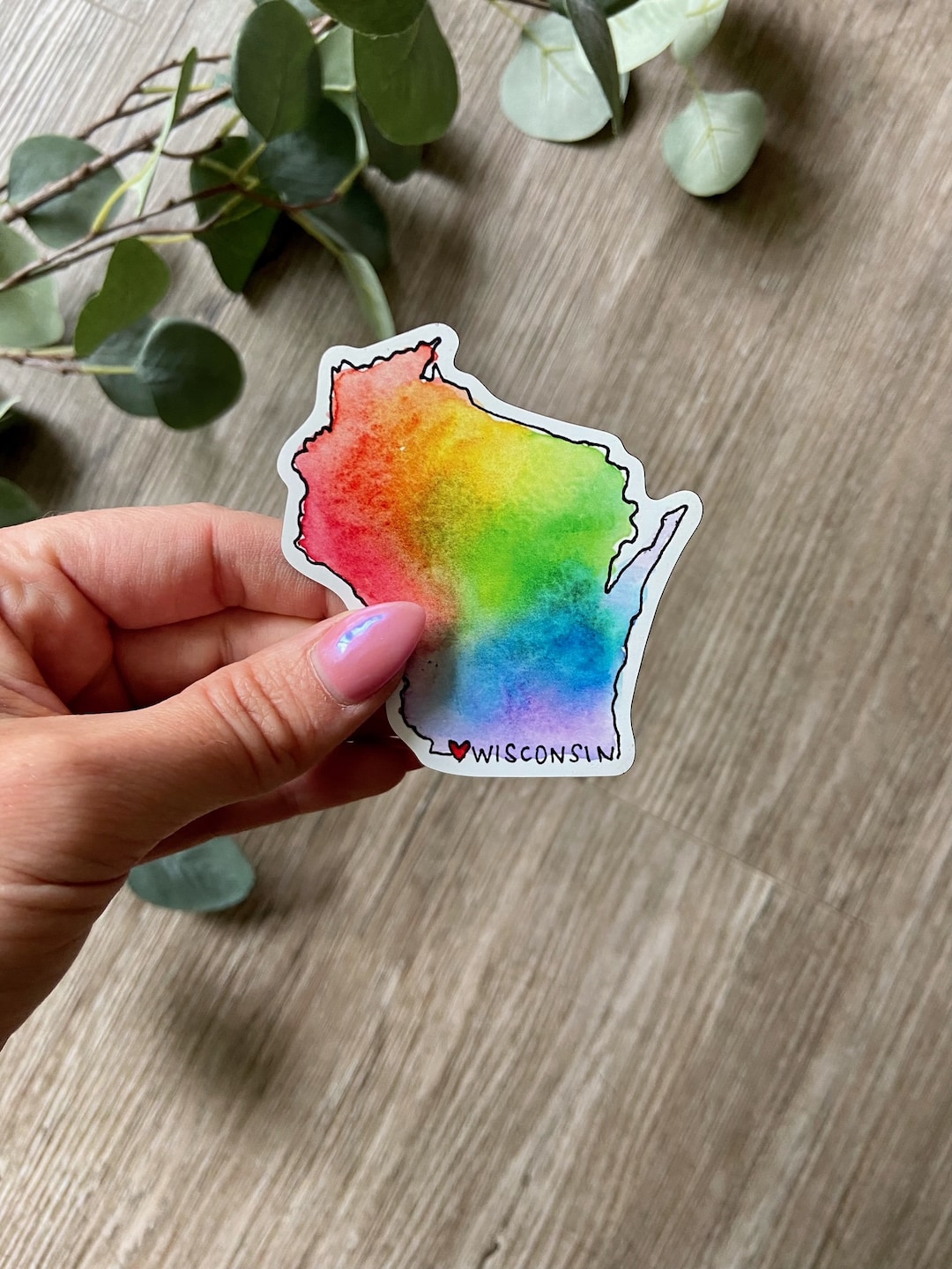 Rainbow Wisconsin Magnet, Aesthetic Magnet, Watercolor Magnet - Etsy