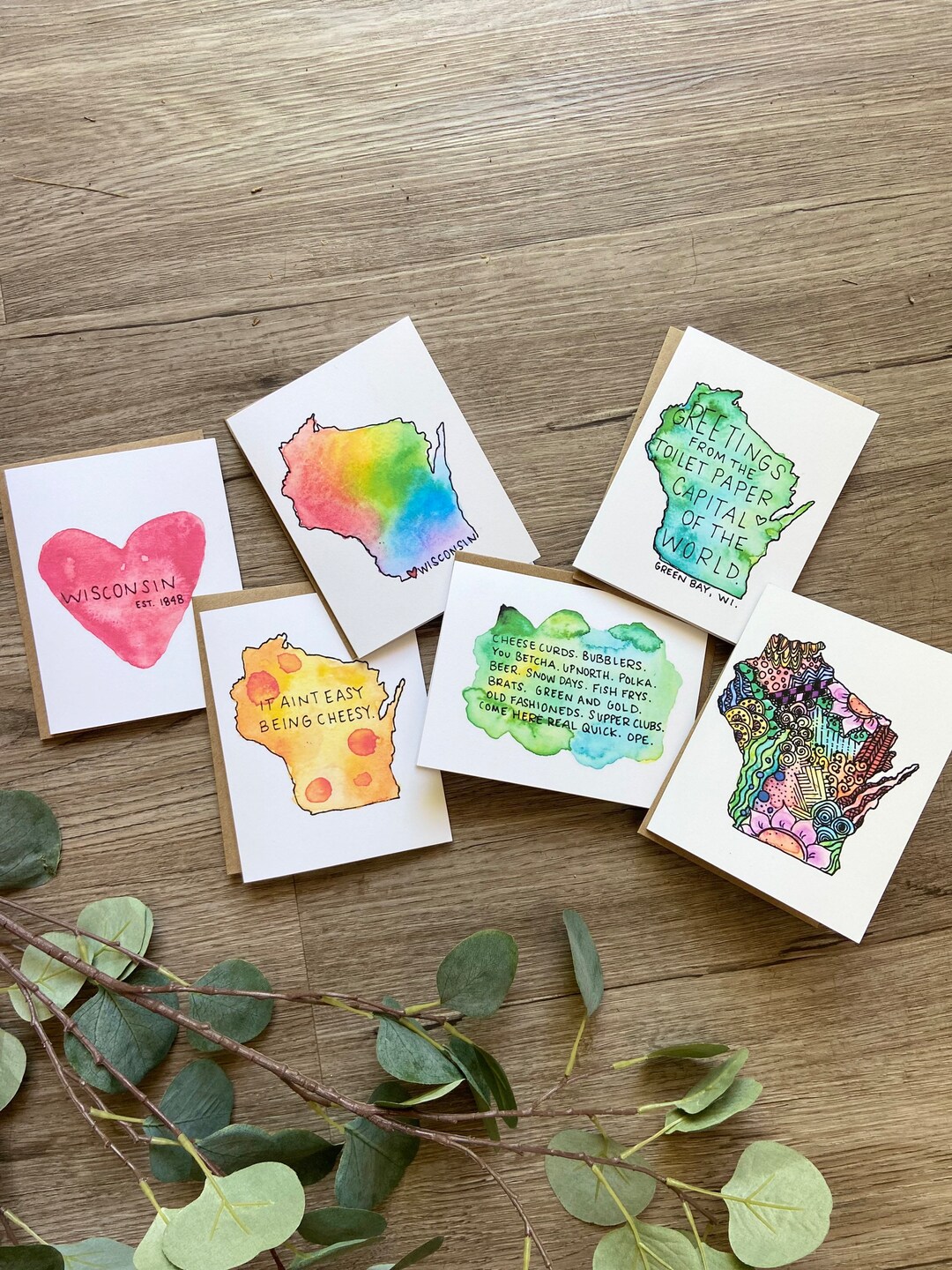 Sconnie Set - Wisconsin Set - 6 or 12 Pack Watercolor Blank Cards - Etsy