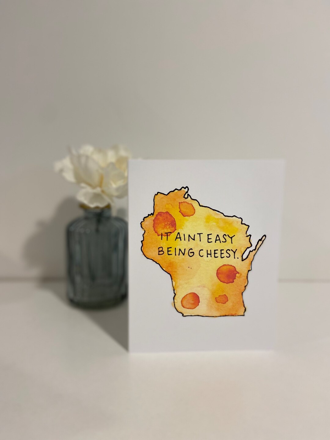 Sconnie Series - Cheesy Wisconsin - Original Watercolor Blank Card - Etsy