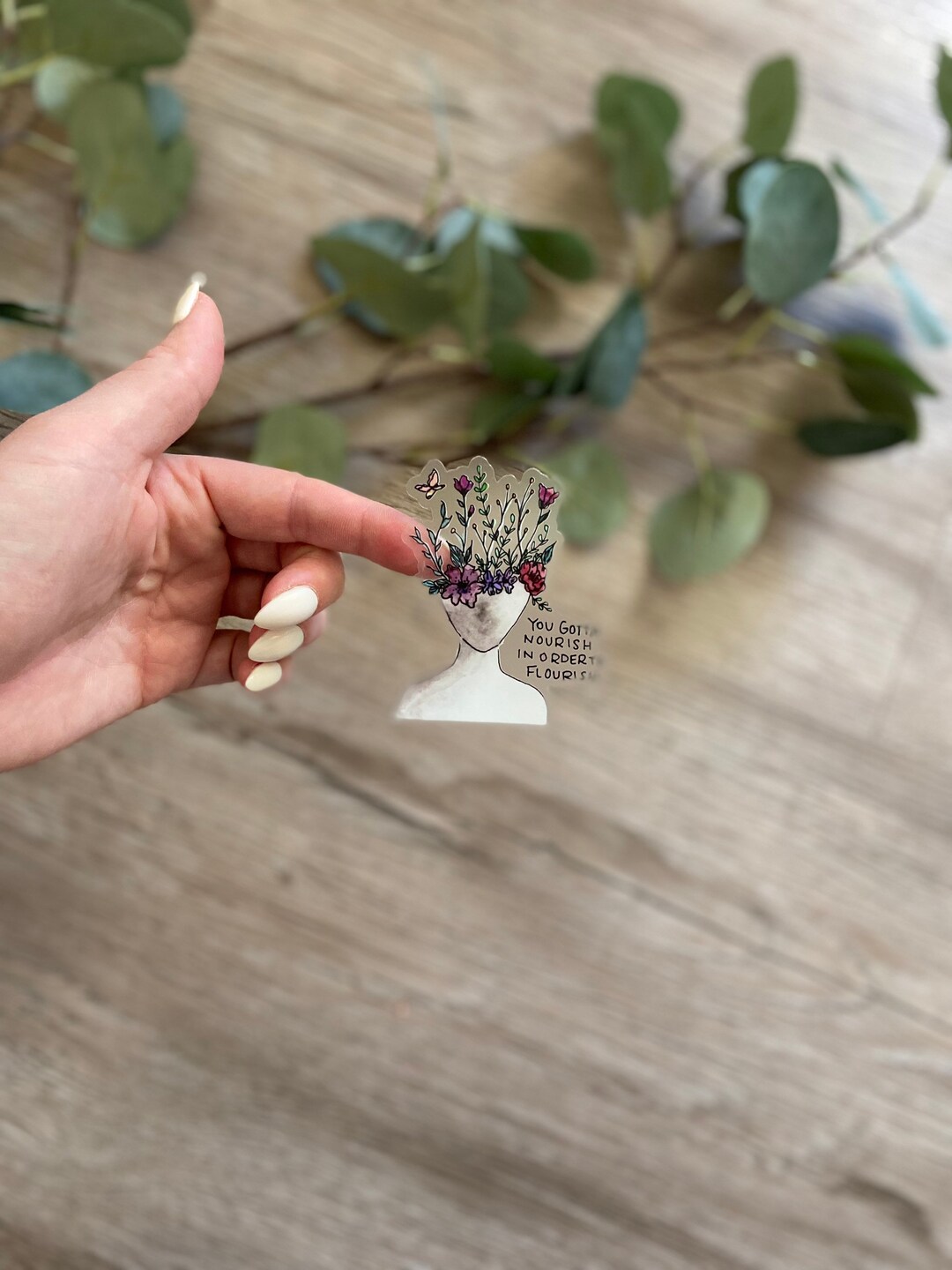 Nourish to Flourish Clear Decal Sticker, Mini Vinyl Sticker, Aesthetic ...